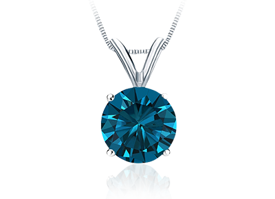 Round Cut Blue Diamond Pendants