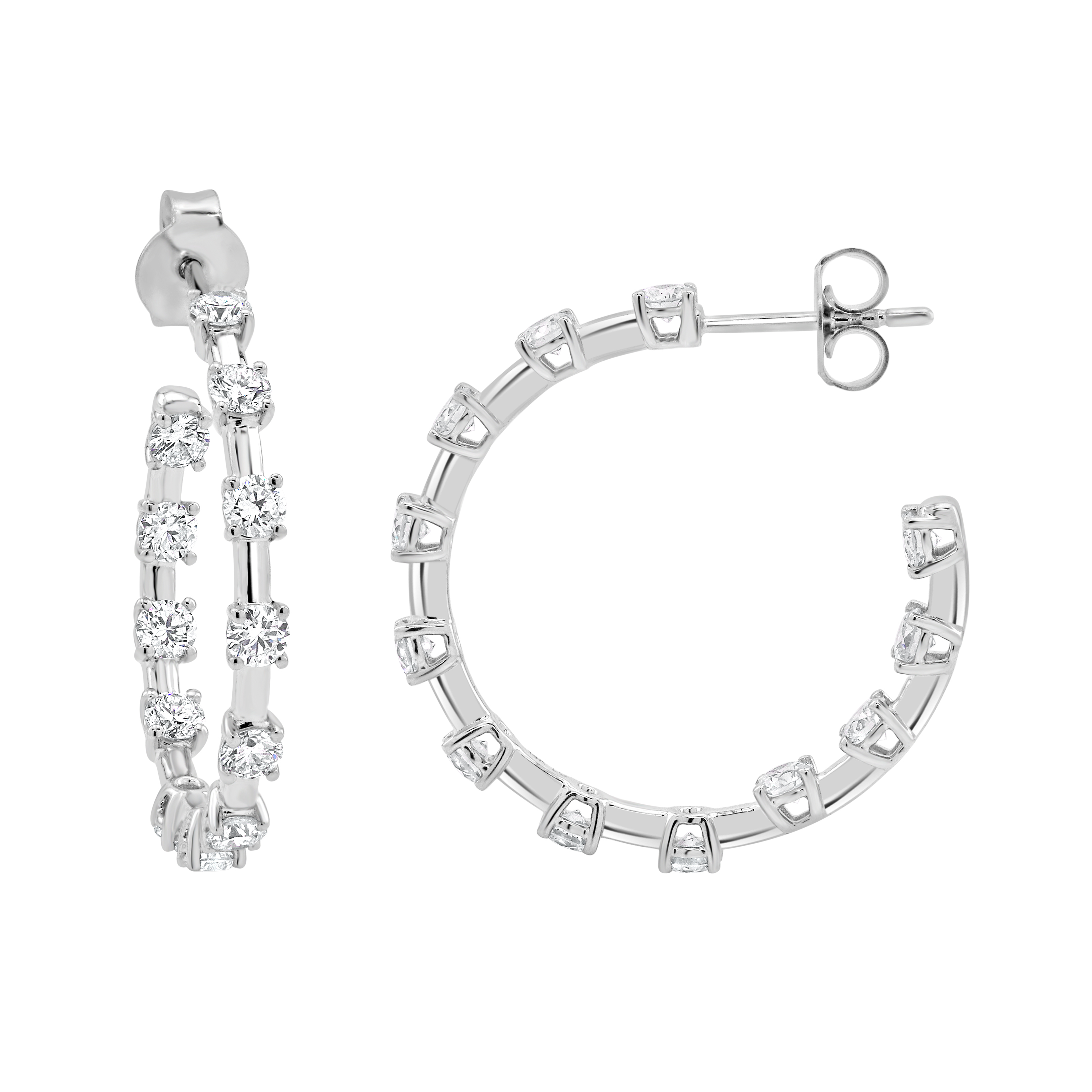 Round Lab Diamond Station Inside Out Hoops (2.01 ct. tw ...