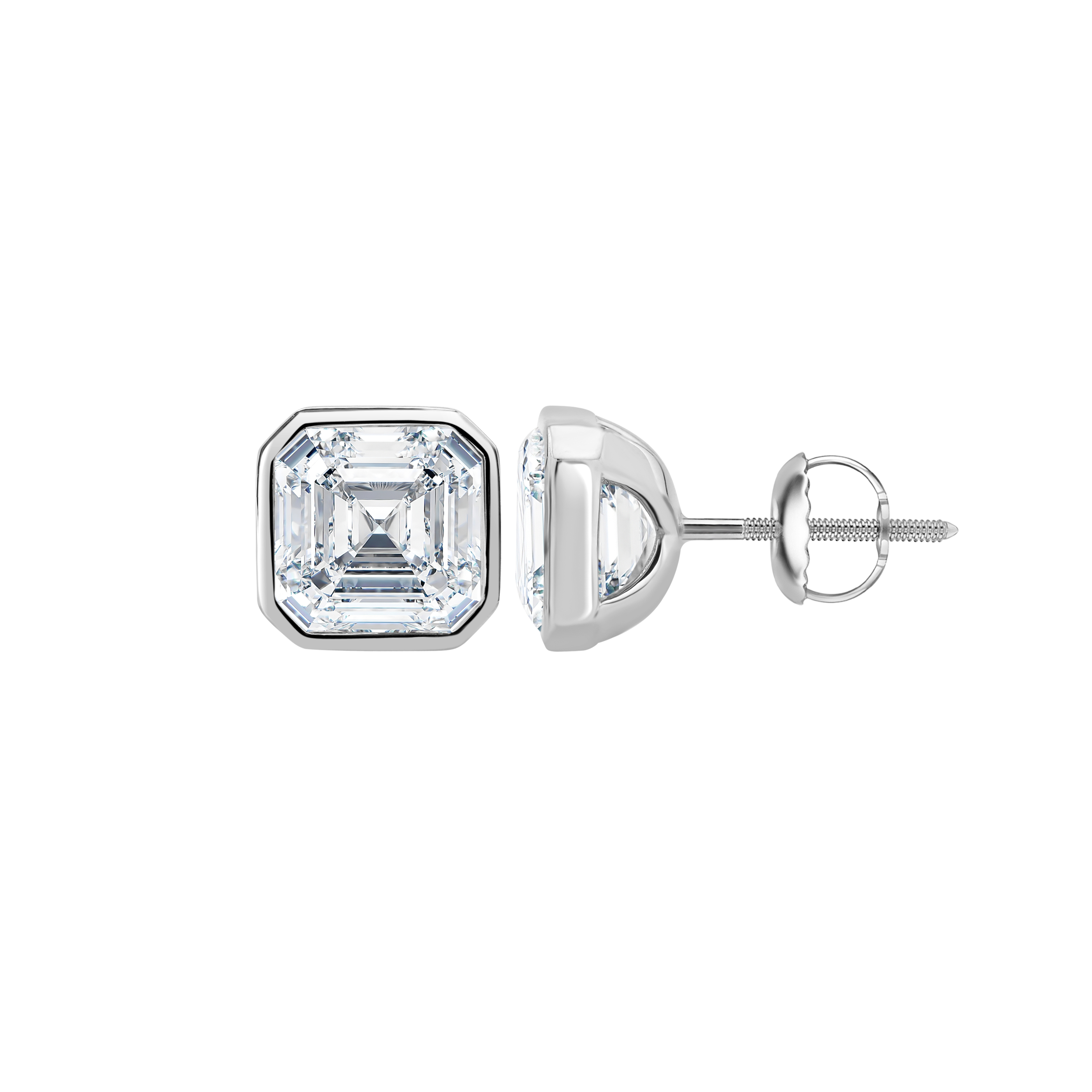 Lab Grown Diamond Stud Earrings Asscher 20.00 ct. tw. (10.00ct. each ...