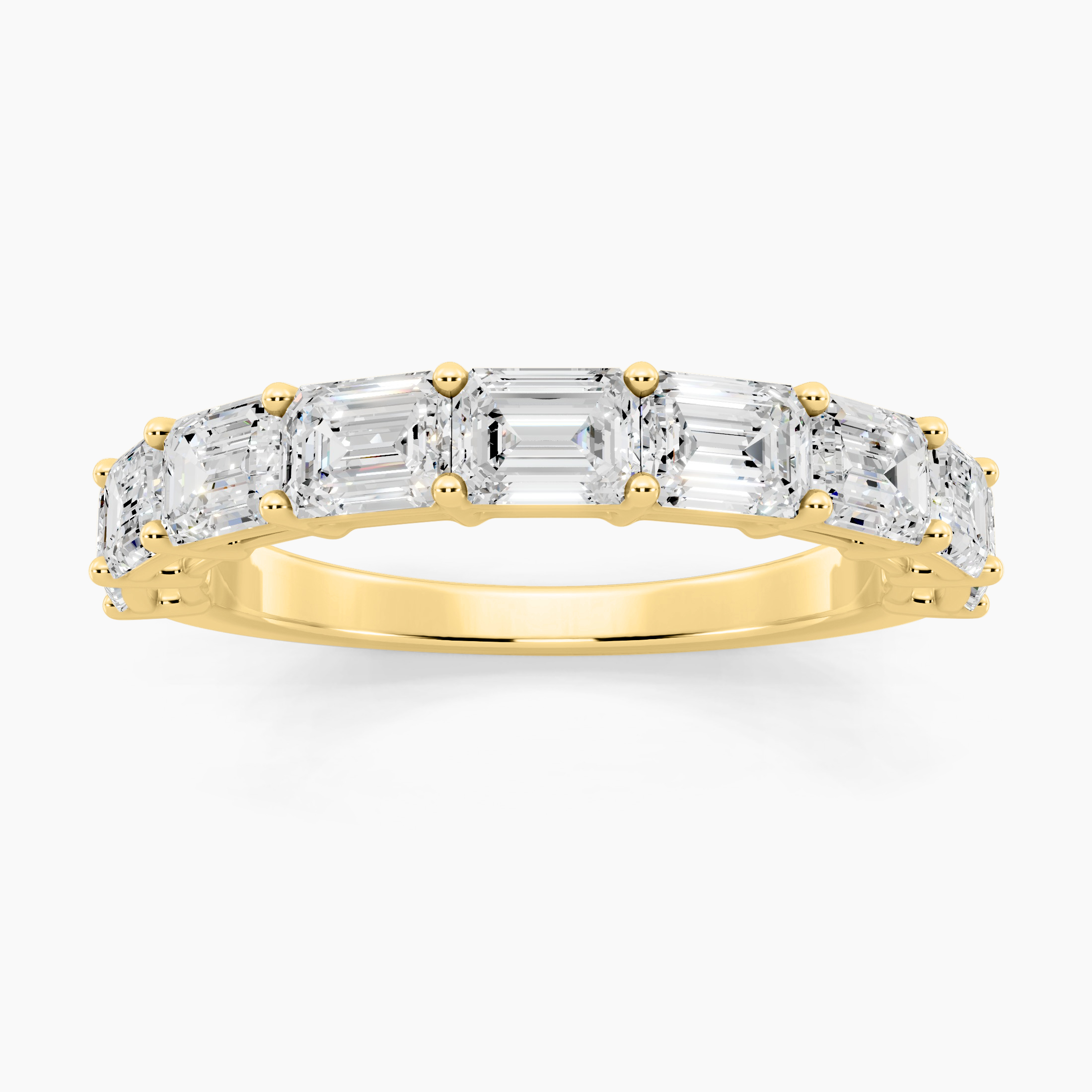 Nine Stone East-West Emerald Natural Diamond Ring (2.22 ct. tw ...