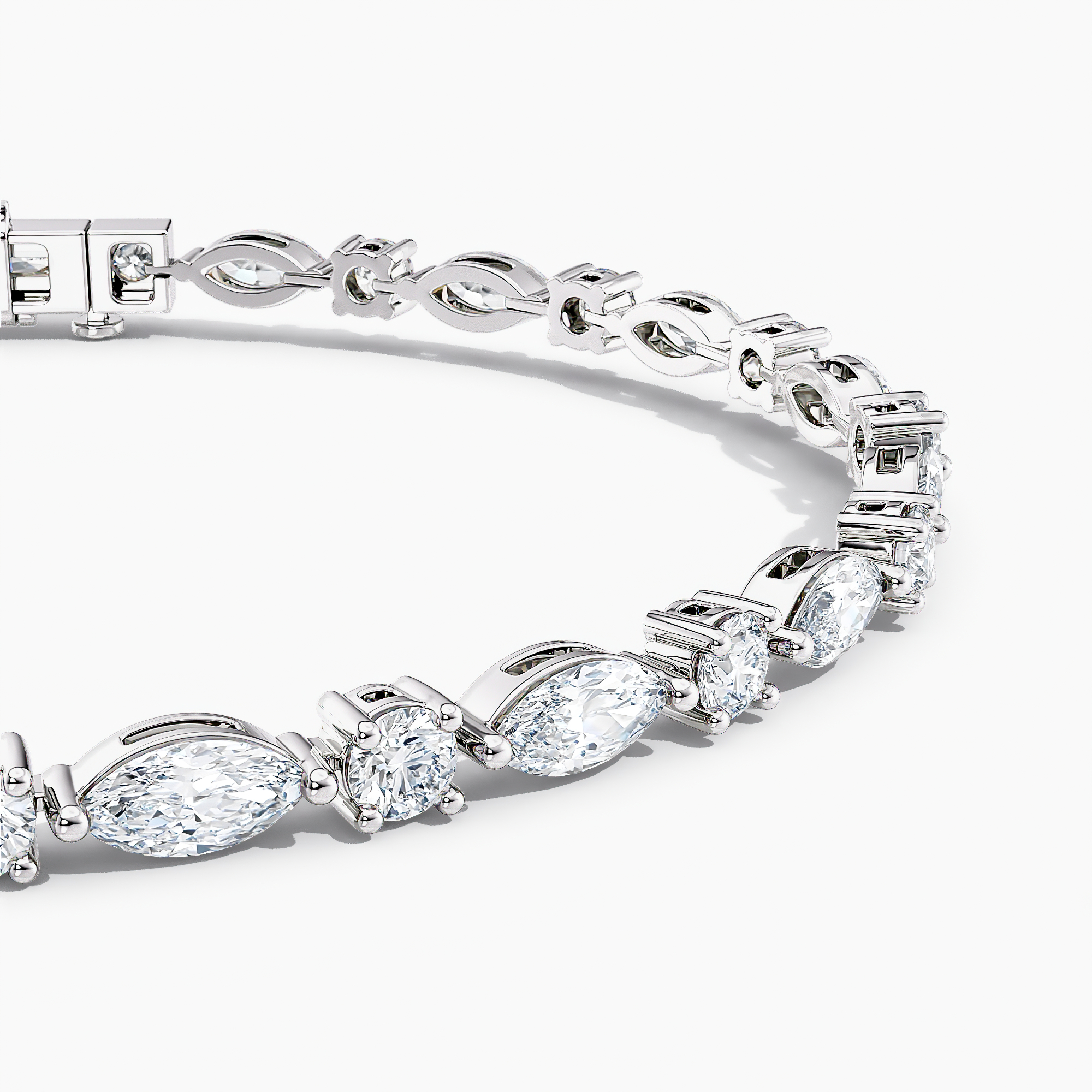 LAB GROWN Diamond Modern 4-prong Marquise and Round East-West Tennis Bracelet 5.00ct. tw. 14K ...