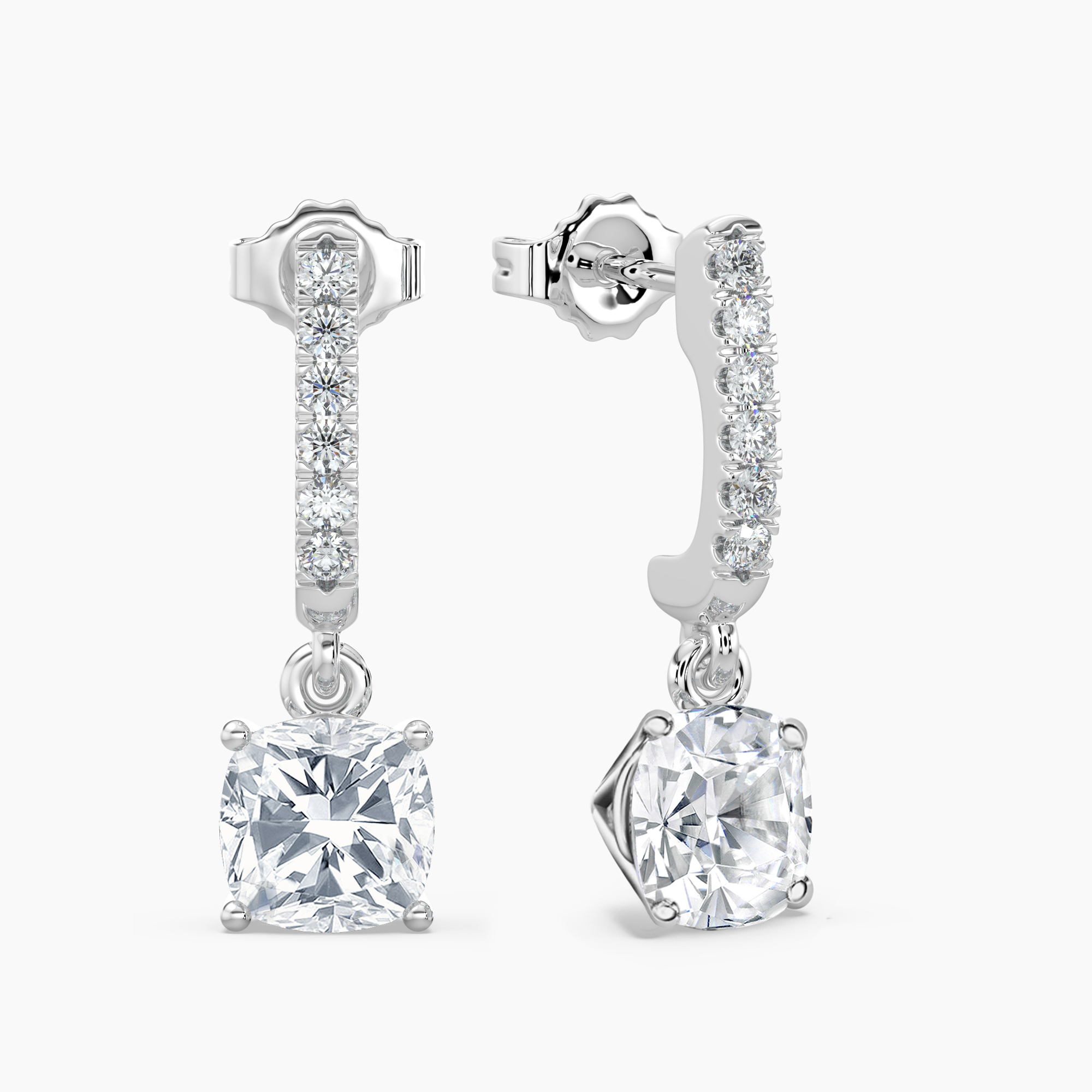 Lab Grown Diamond Dangle studs Earrings Cushion 0.50 ct. tw. (E, VS) in ...