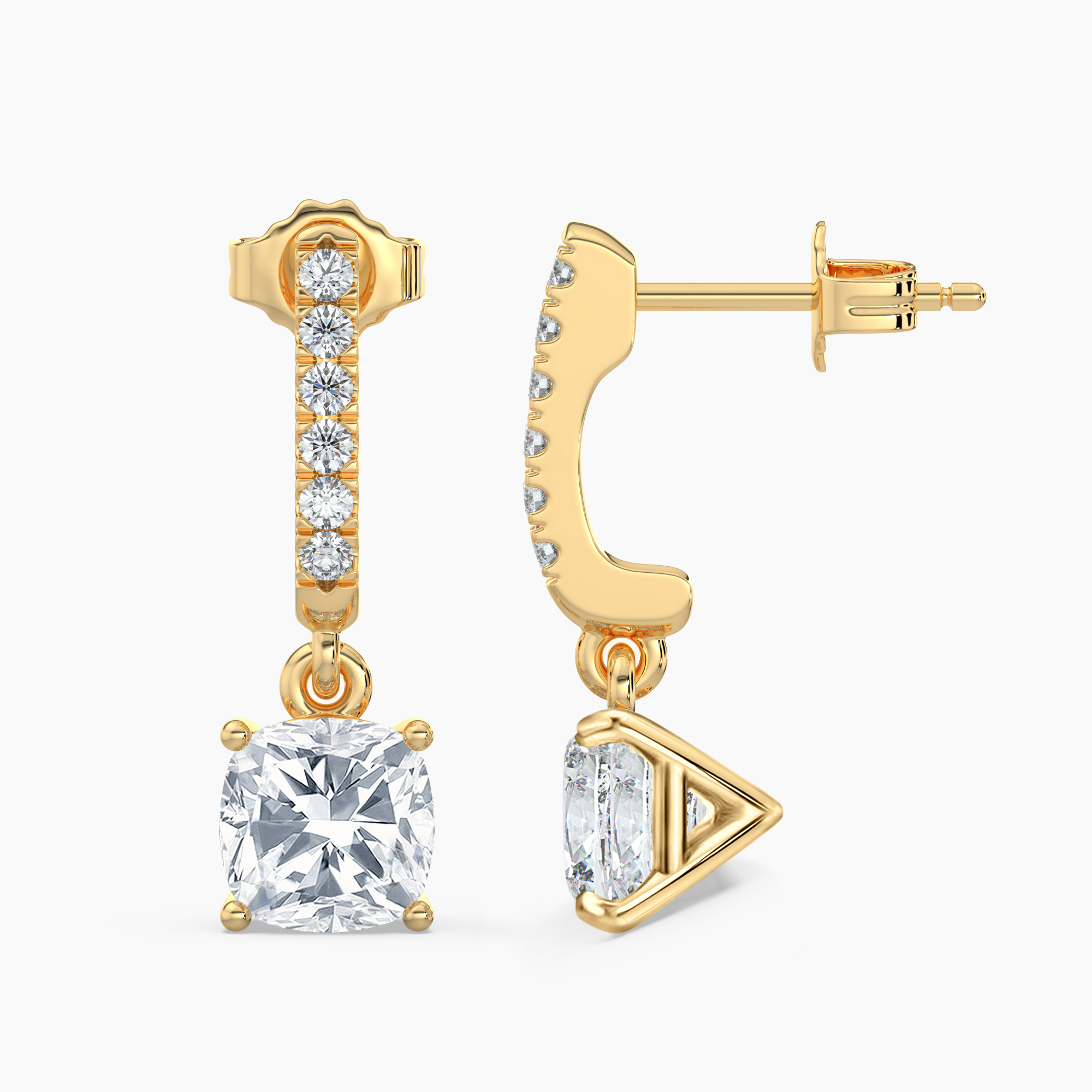 Lab Grown Diamond Dangle studs Earrings Cushion 2.00 ct. tw. (F, VS) in ...