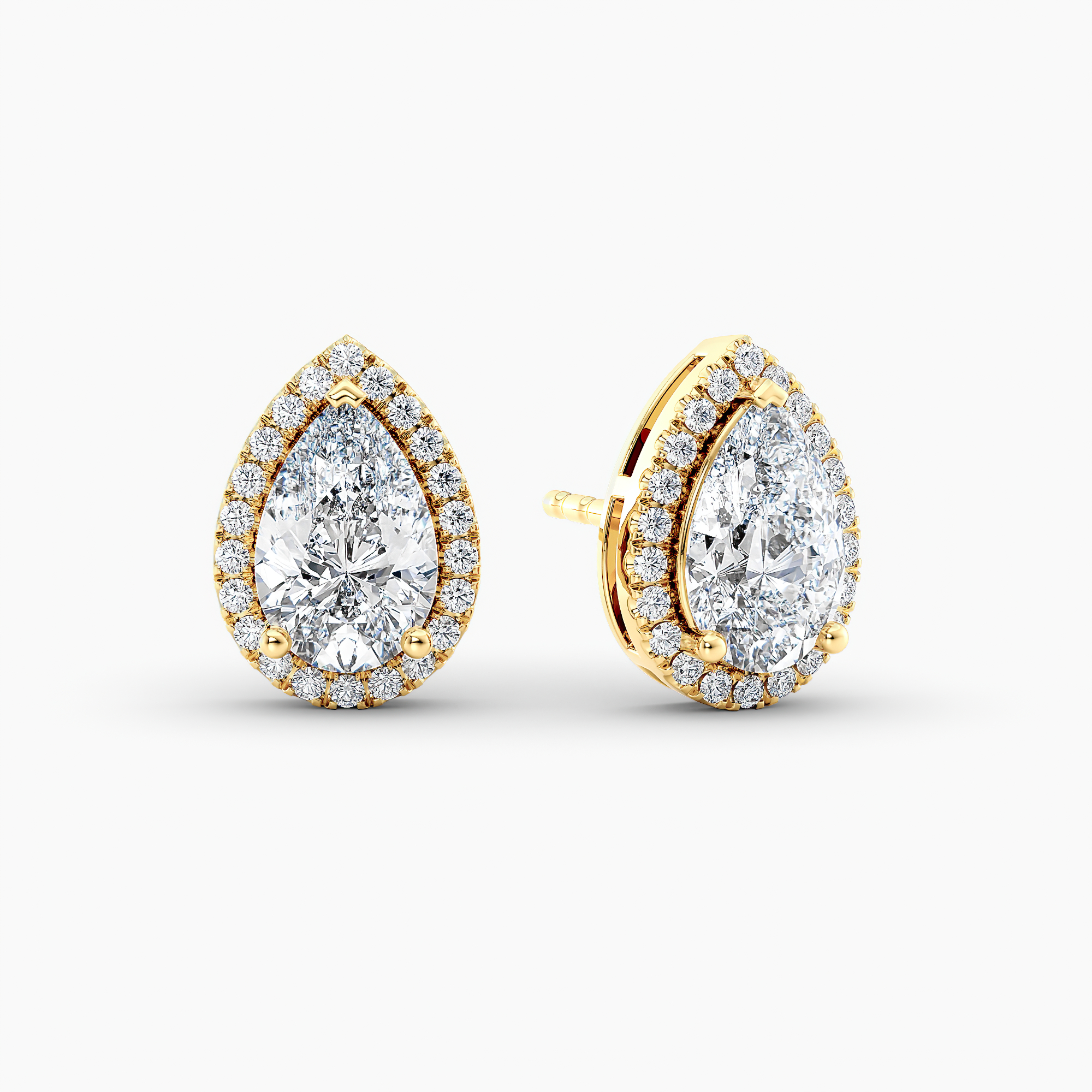 Lab Grown Diamond Luxe Halo Stud Earrings Pear2.25 ct. tw.(F-G, VS) 14K ...