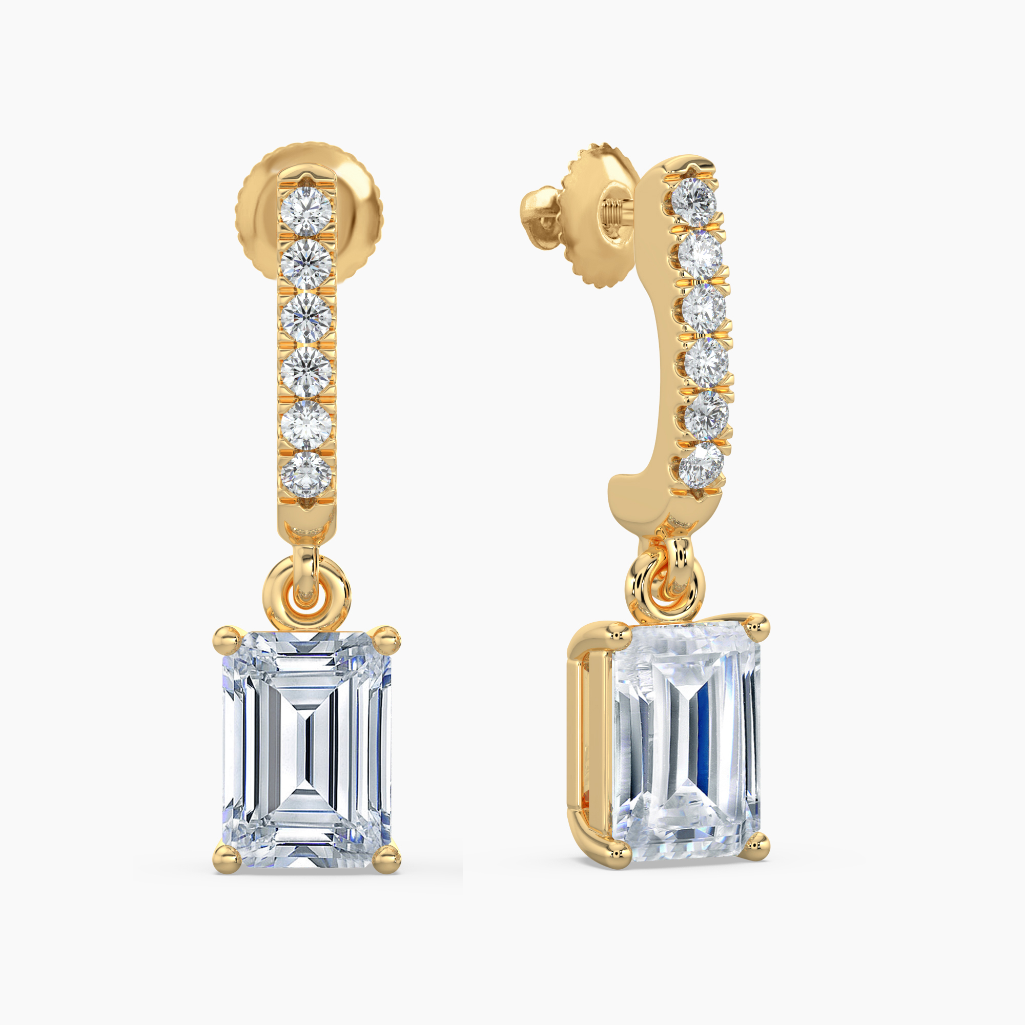 Lab Grown Diamond Dangle studs Earrings Emerald 0.75 ct. tw. (D-E, VVS ...