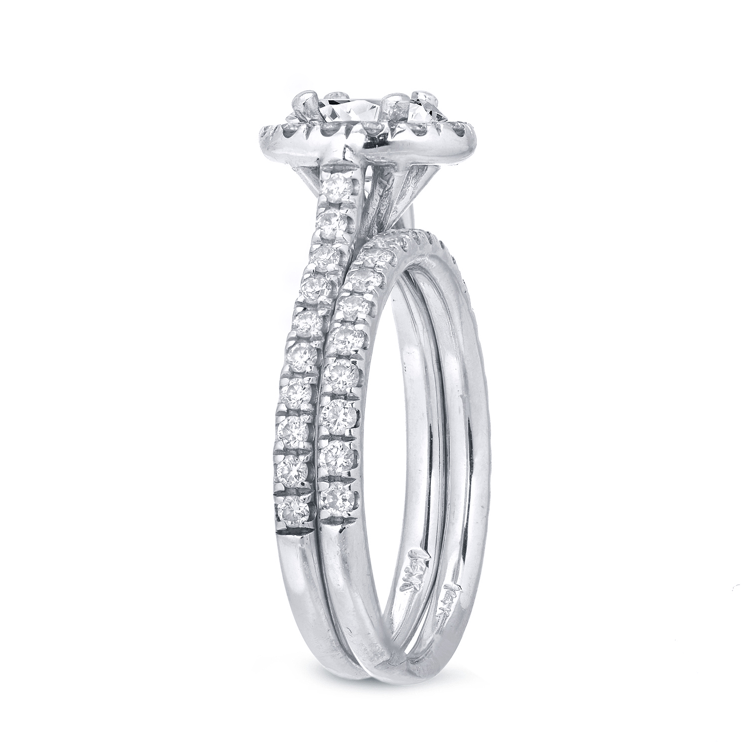Oval-Cut Diamond Wedding Ring Set in 14k White Gold 1.00 ct. tw. (G-H ...