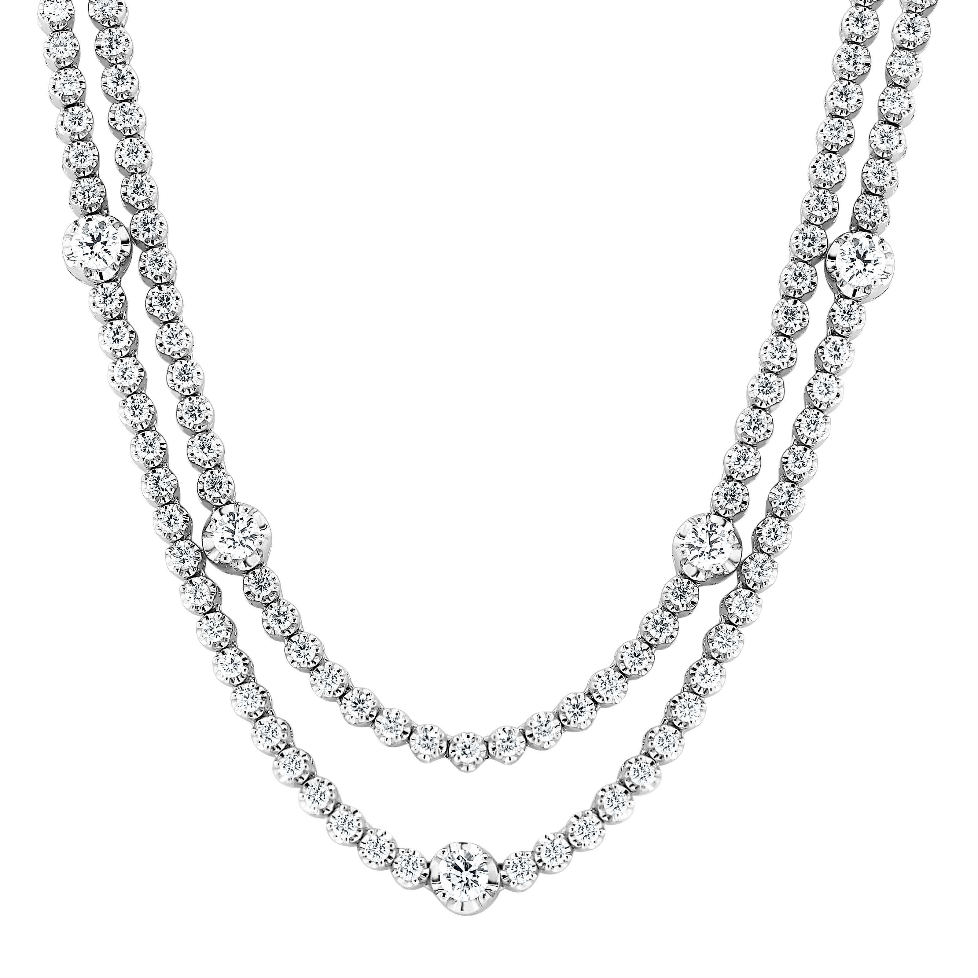 Lab Grown Diamond Double Row Neckalce Round 7.50 ct. tw. 14k White Gold ...
