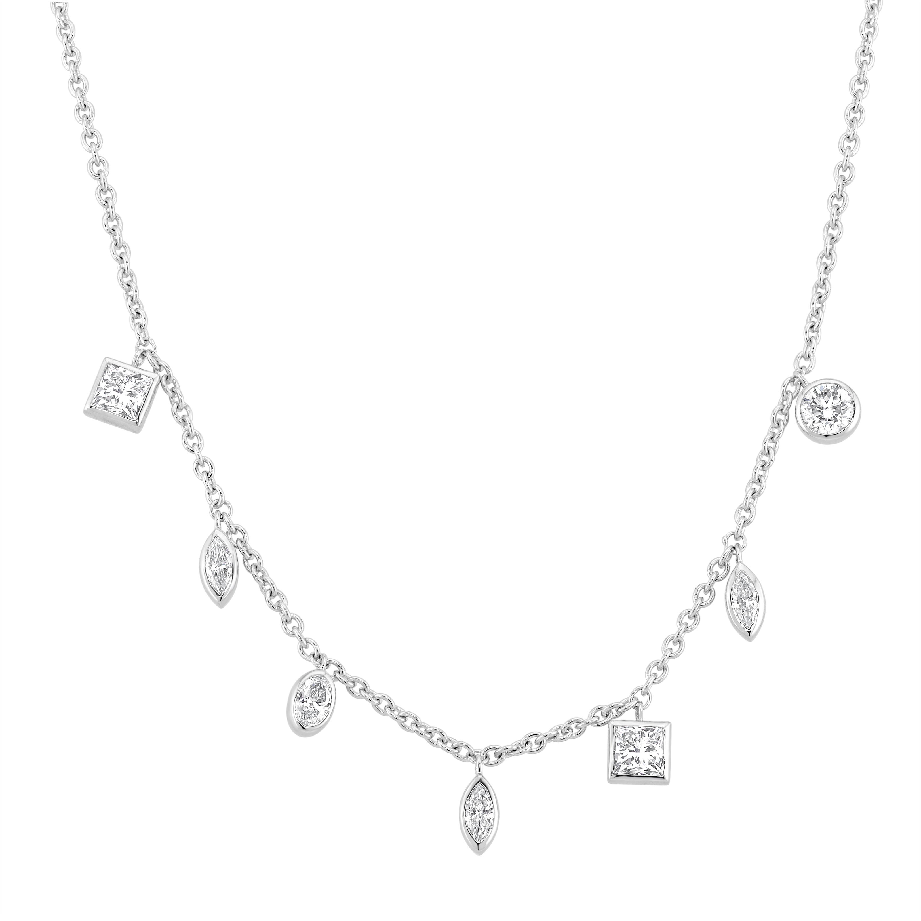 Multi Shape Lab Grown Diamond Neckalce 2.30 ct. tw. 14k White Gold (E-F ...