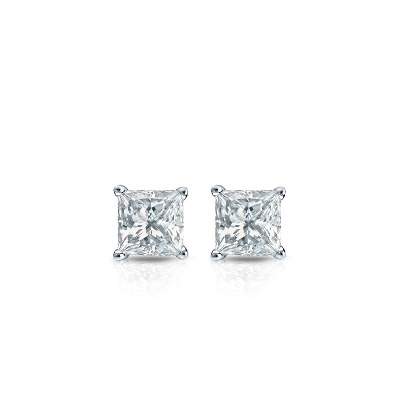 Lab Grown Diamond Stud Earrings Princess 8 00 Ct Tw 4 00ct Each Ear