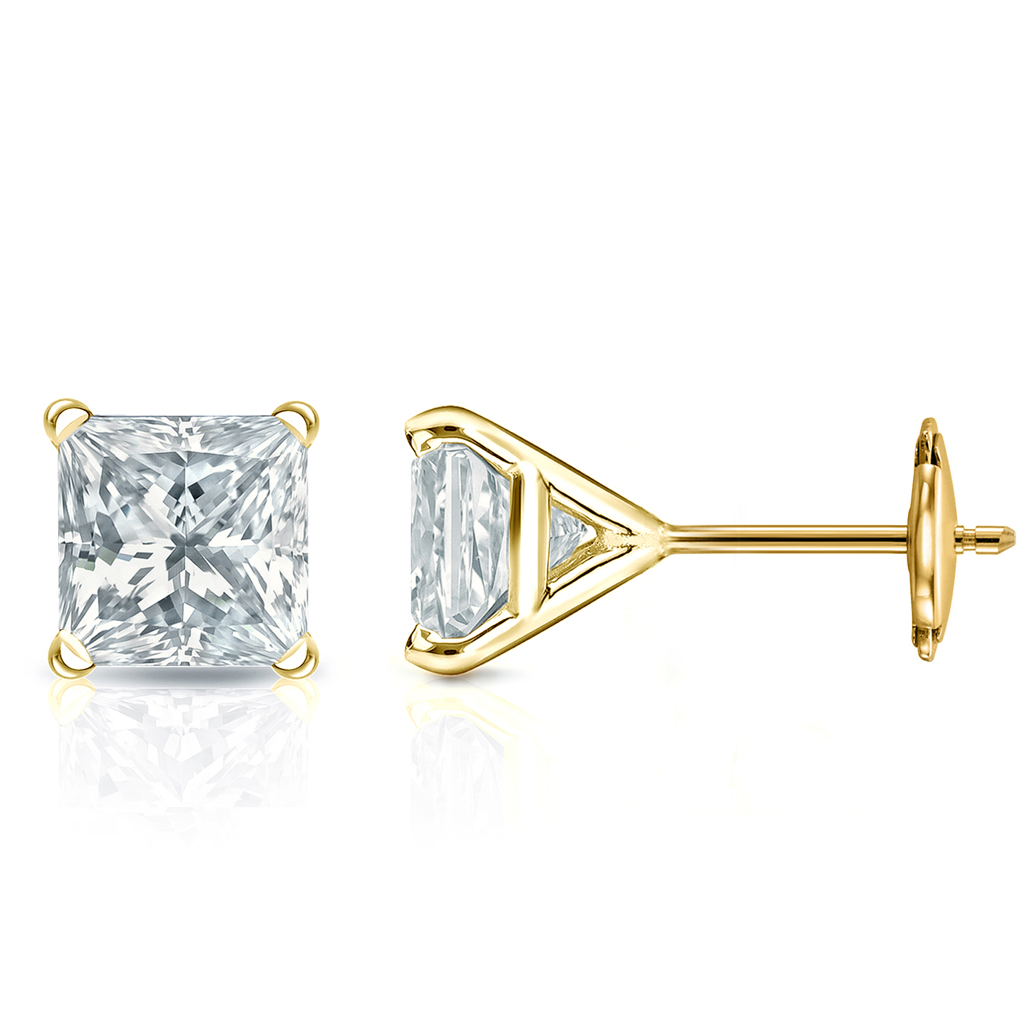 Natural Diamond Stud Earrings Princess 1.00 ct. tw. (0.50ct. each ear ...
