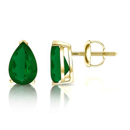 Lab Grown Gemstone Green Emerald Stud Earrings Pear 0.50 ct. tw. 18k ...