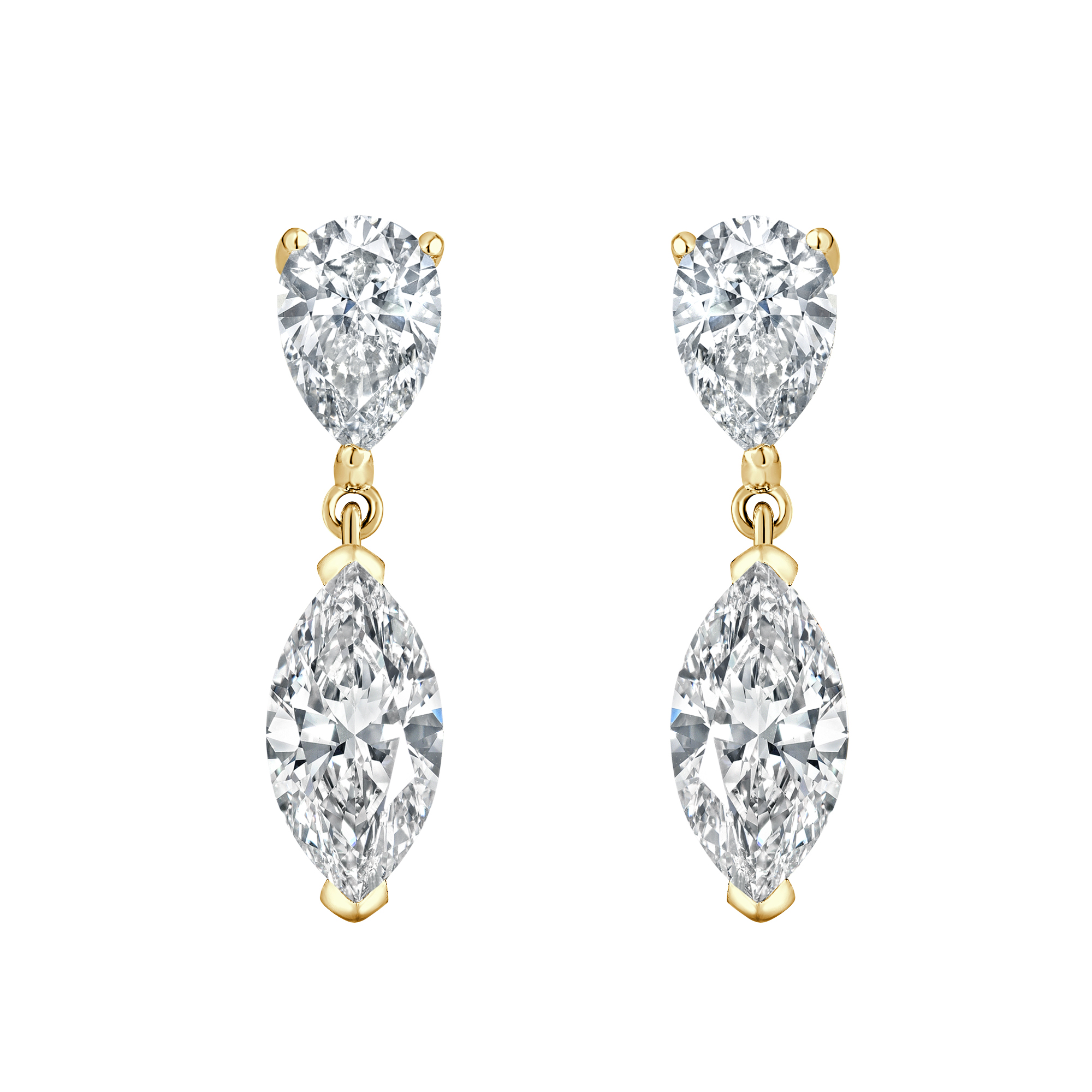 Lab Grown Diamond Two Stone Drop Earrings Pear and Marquise 4.50 ct. tw ...