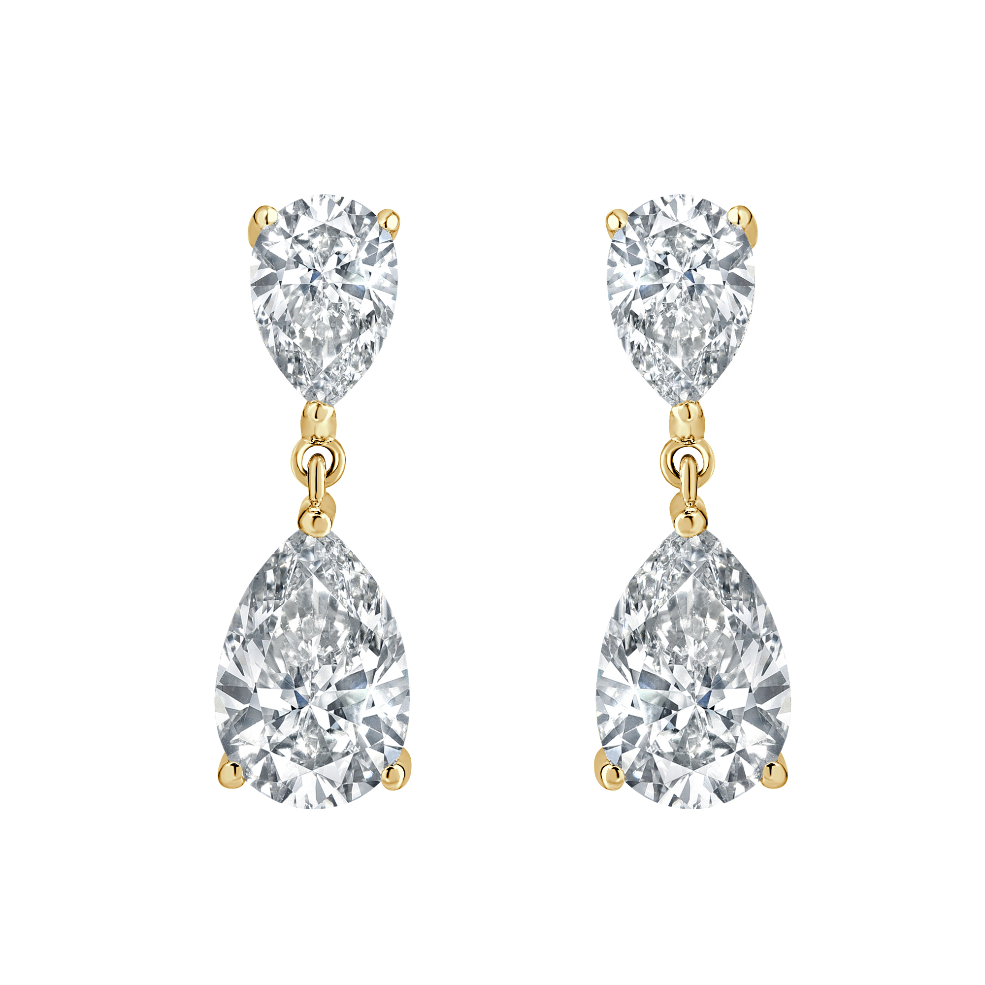 Lab Grown Diamond Two Stone Drop Earrings Pear 3.00 ct. tw. (F, VS) 18k ...