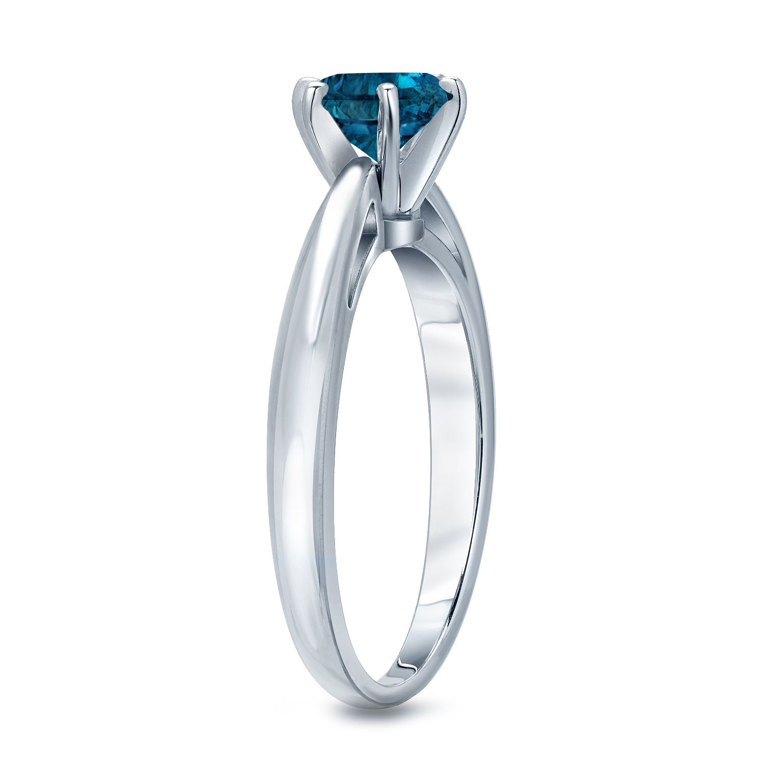 Solitaire Blue Diamond Engagement Ring in 14K White Gold (0.30 cttw ...