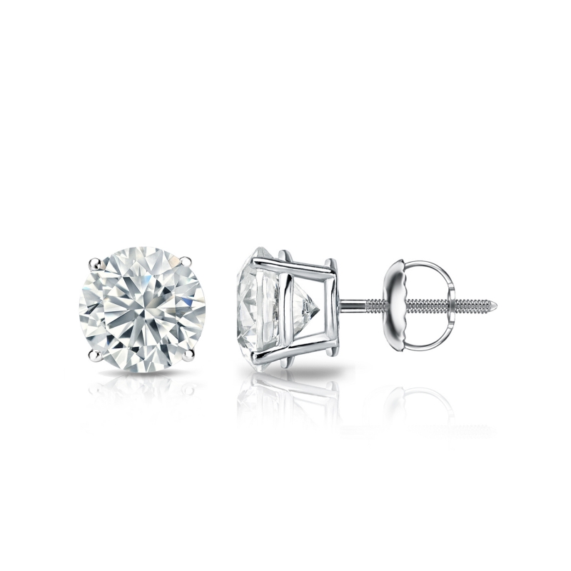 Lab Grown Diamond Stud Earrings Round 1.00 ct. tw. (0.50ct. each ear) D ...