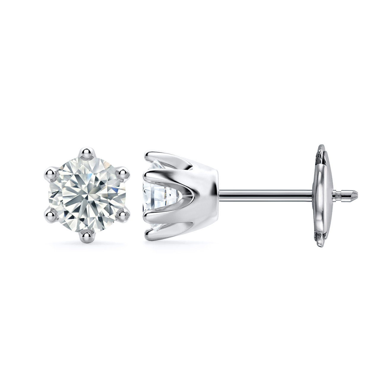 Natural Diamond Stud Earrings Round 2.50 ct. tw. (G-H, VS1-VS2) 18k ...