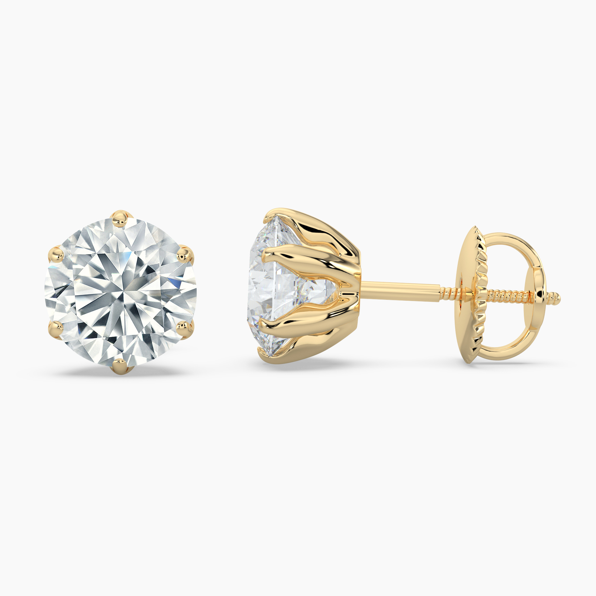 Natural Diamond Stud Earrings Round 0.25 ct. tw. (0.125ct. each ear) G-H, VS1-VS2 14k Yellow ...
