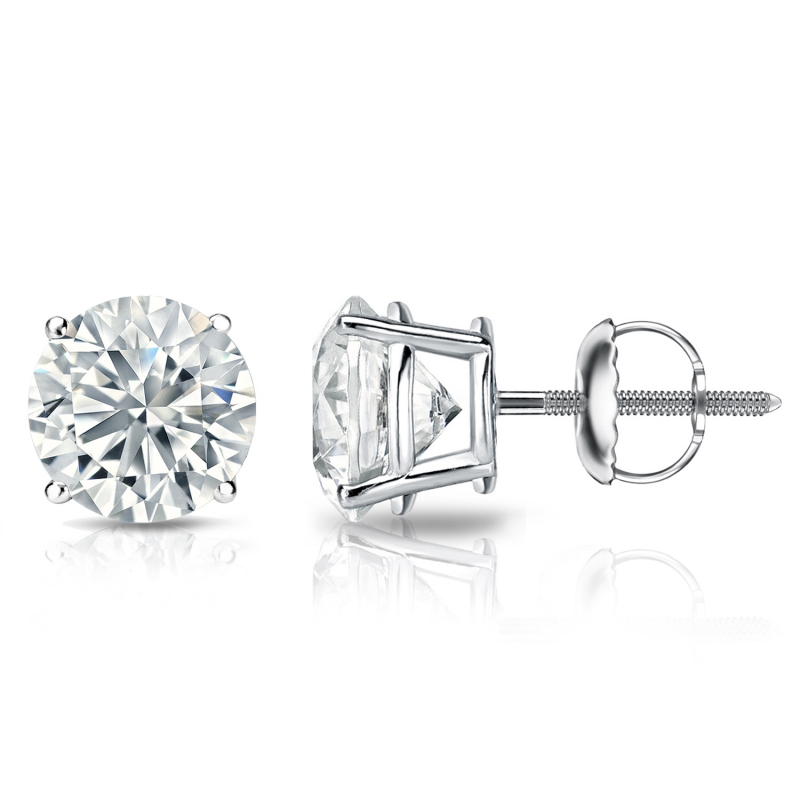 Natural Diamond Stud Earrings Round 2.00 ct. tw. (1.00ct. each ear) G-H ...