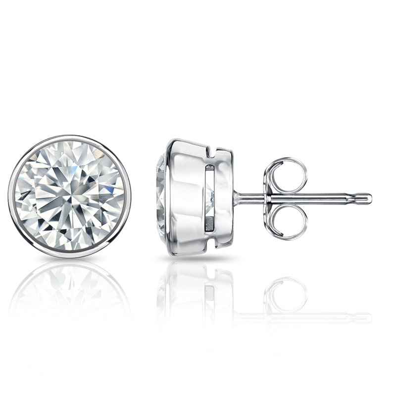 Natural Diamond Stud Earrings Round 2.00 ct. tw. (I-J, I1) Platinum ...