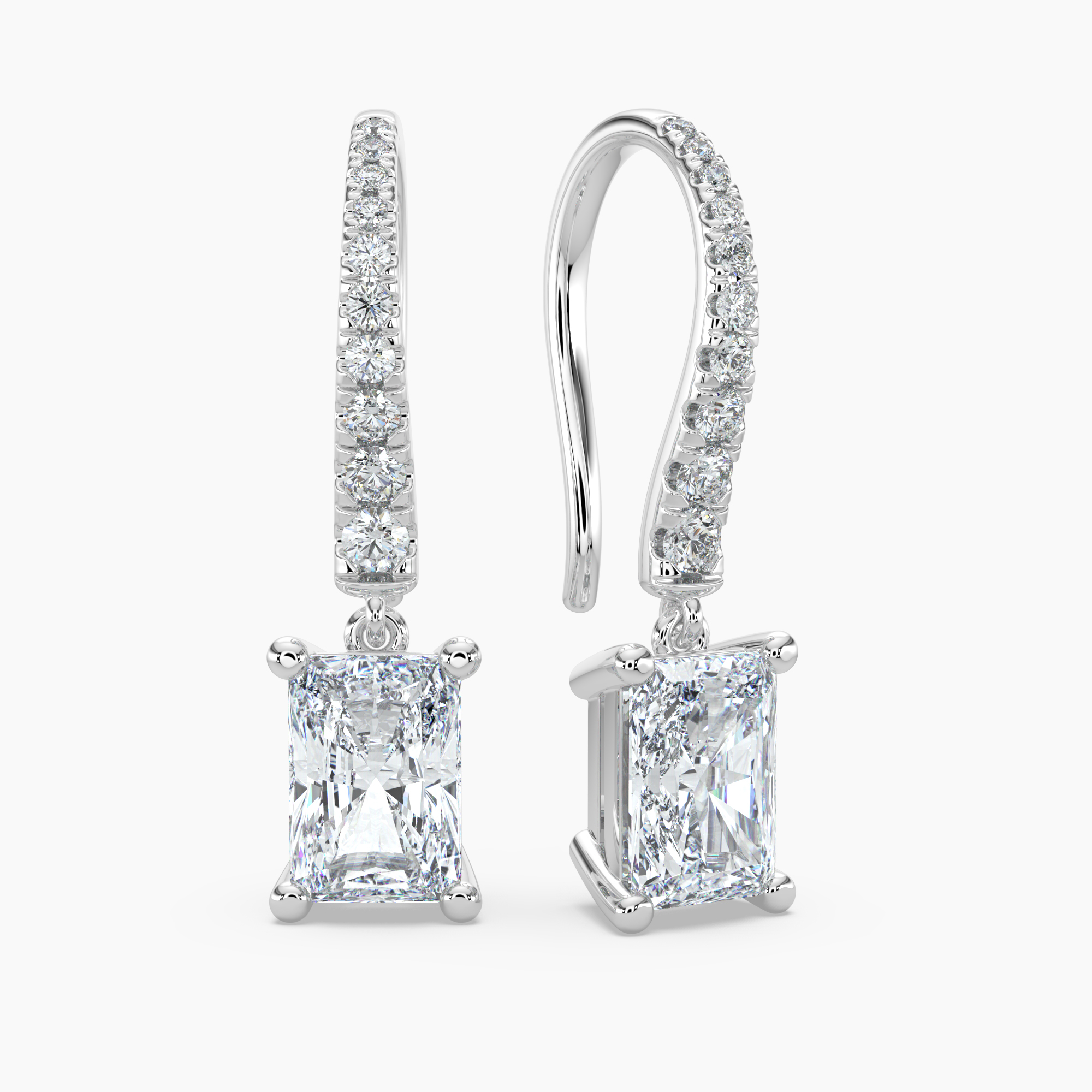 Natural Diamond Dangle Stud Earrings Radiant 2.00 ct. tw. (I-J, I1-I2 ...