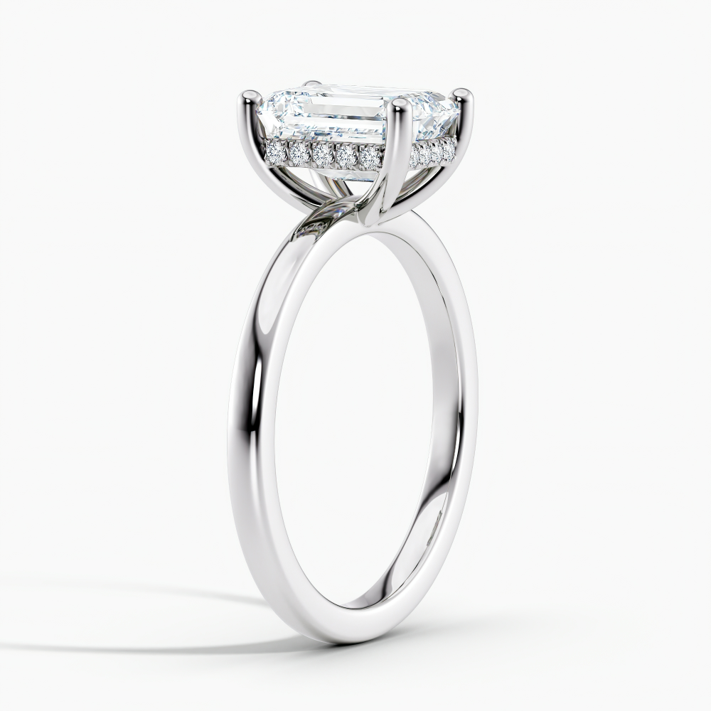 Lab Grown Diamond Hidden Halo Engagement Ring Emerald 4.00 ct. (I-J ...