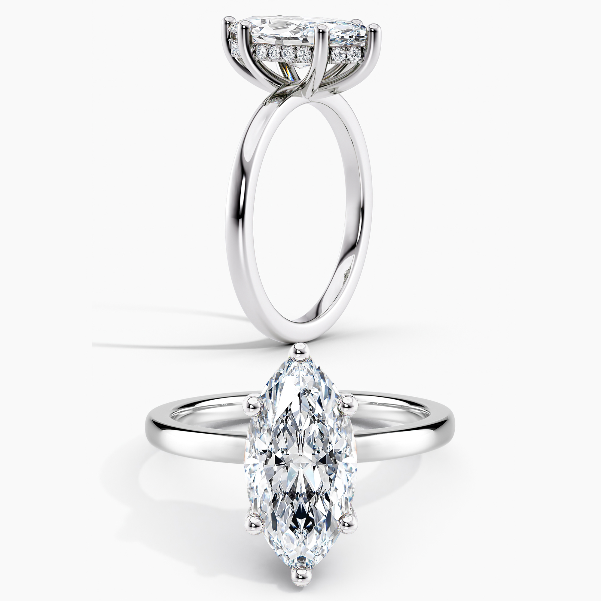 Lab Grown Diamond Hidden Halo Engagement Ring Marquise 1.00 ct. (I-J ...