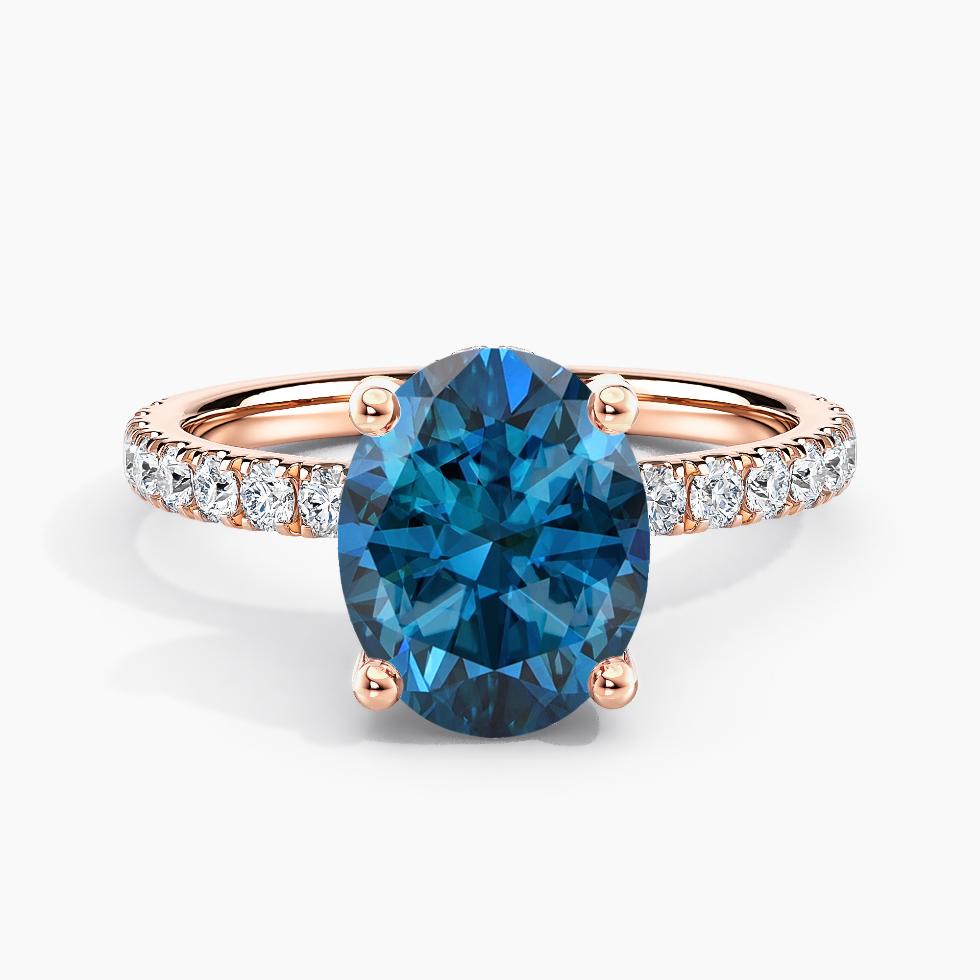 Lab Grown Diamond Hidden Halo Engagement Ring Oval 1.00 ct. (Blue, VS ...