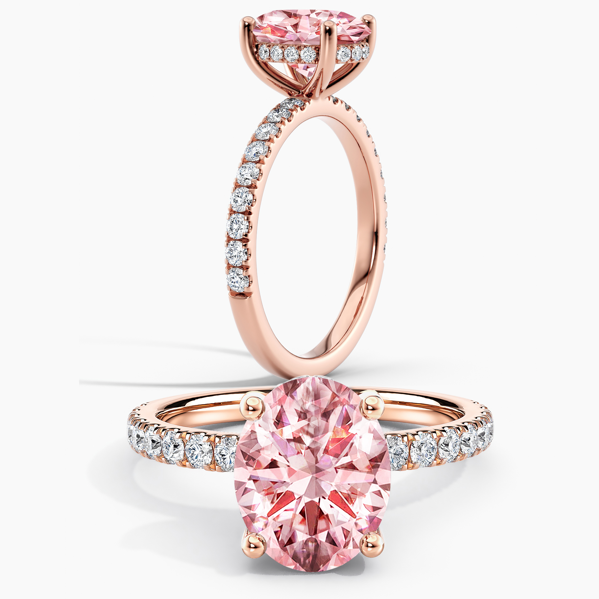 Lab Grown Diamond Hidden Halo Engagement Ring Oval 1.00 ct. (Pink, VS ...