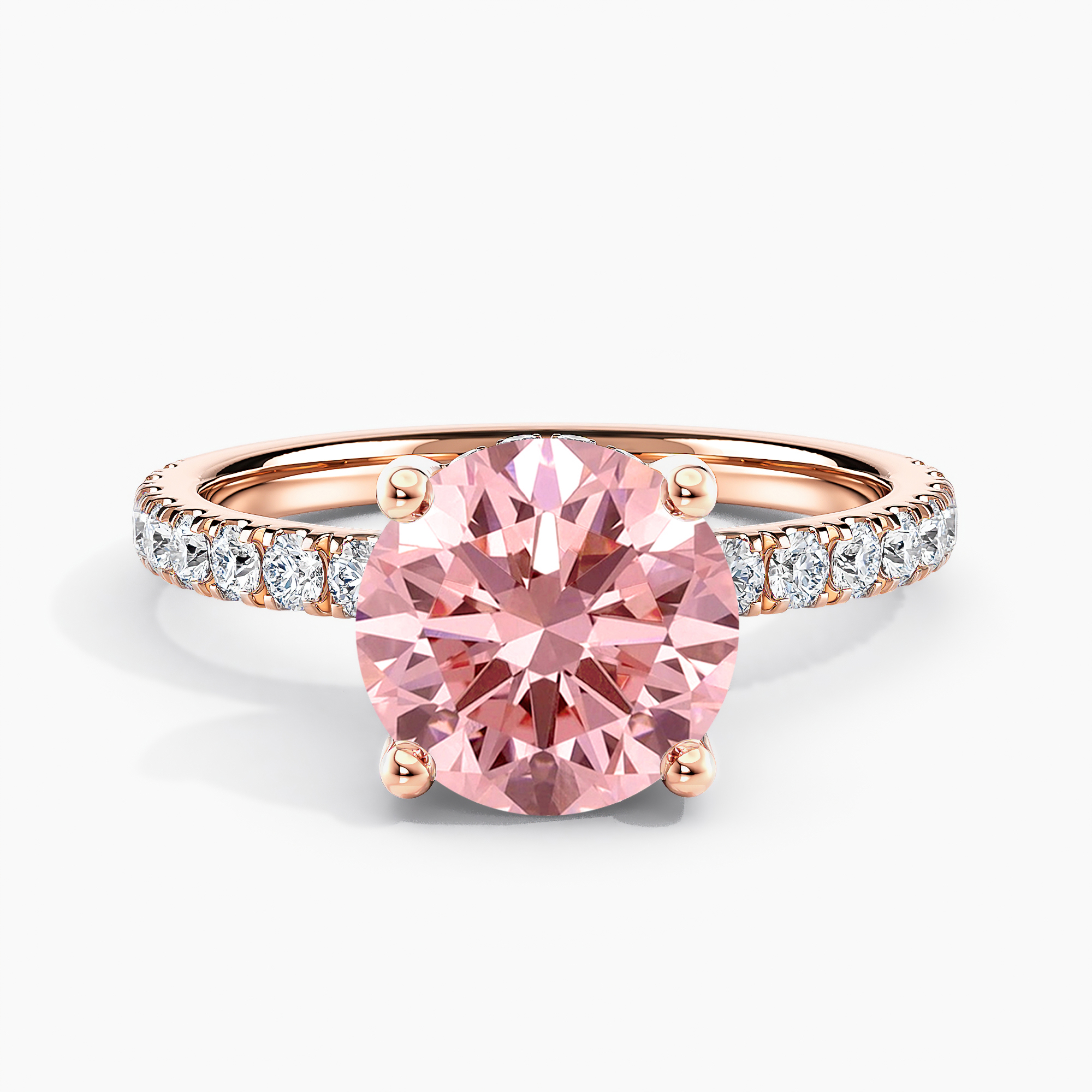 Lab Grown Diamond Hidden Halo Engagement Ring Round 2.00 ct. (Pink, VS ...