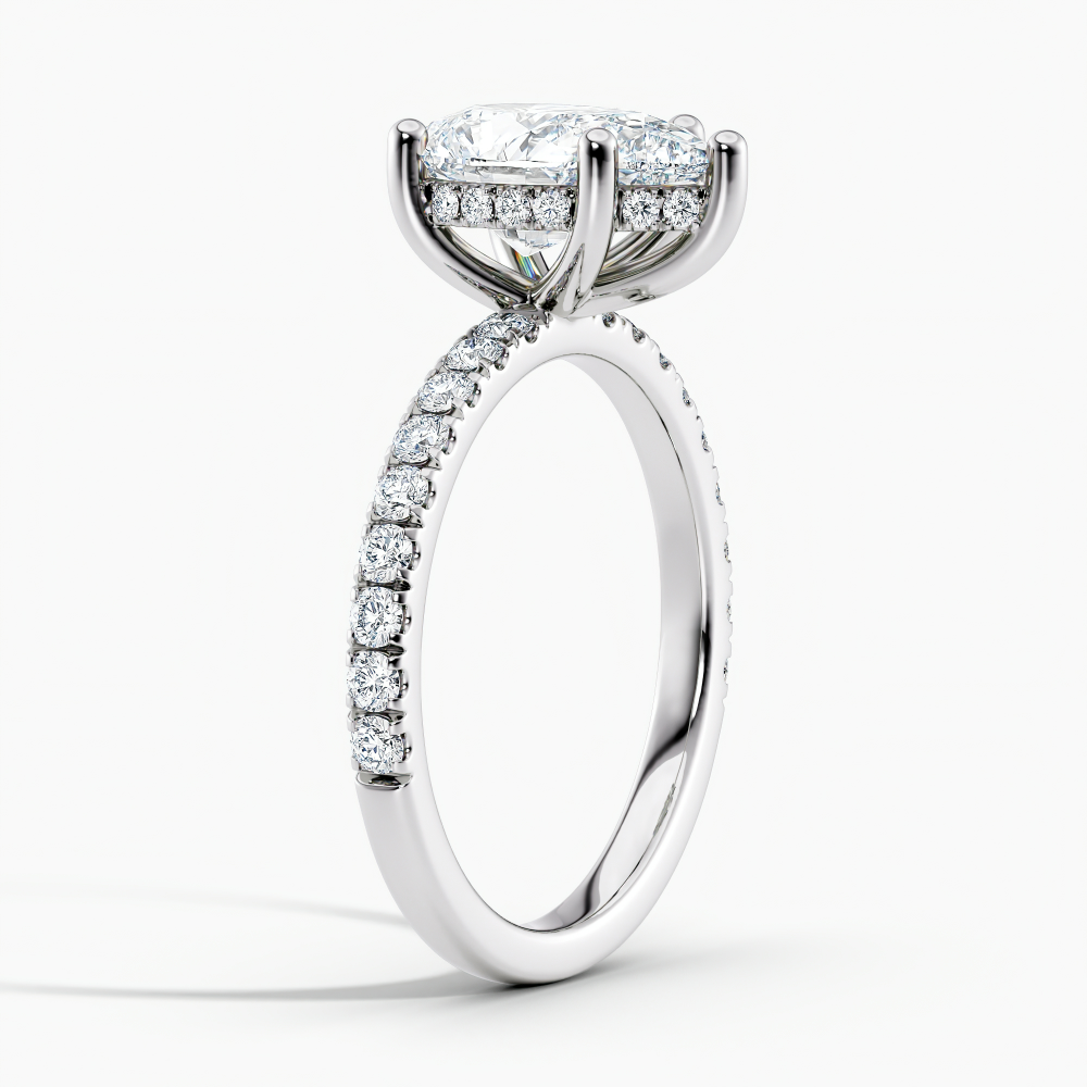 Natural Diamond Hidden Halo Diamond Engagement Ring Pear 2.00 ct. (G ...