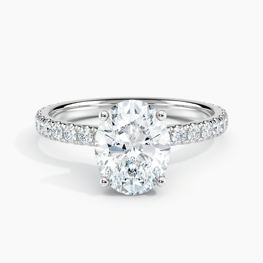 Lab Grown Diamond Ribbon Halo Diamond Engagement Ring Oval 1.00 ct. (I ...