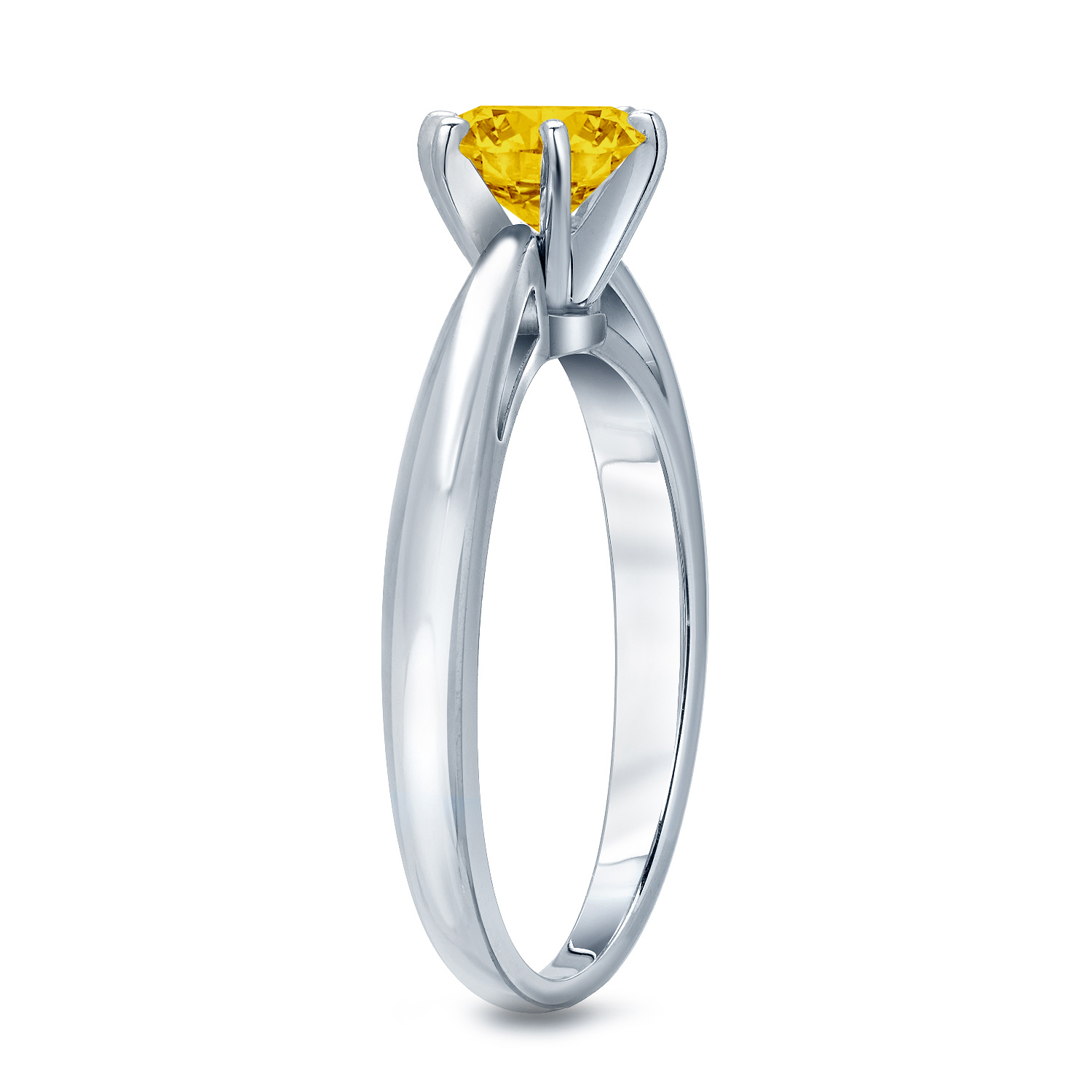 Platinum 6-Prong Yellow Diamond Solitaire Ring 0.50 ct. tw. (Yellow ...