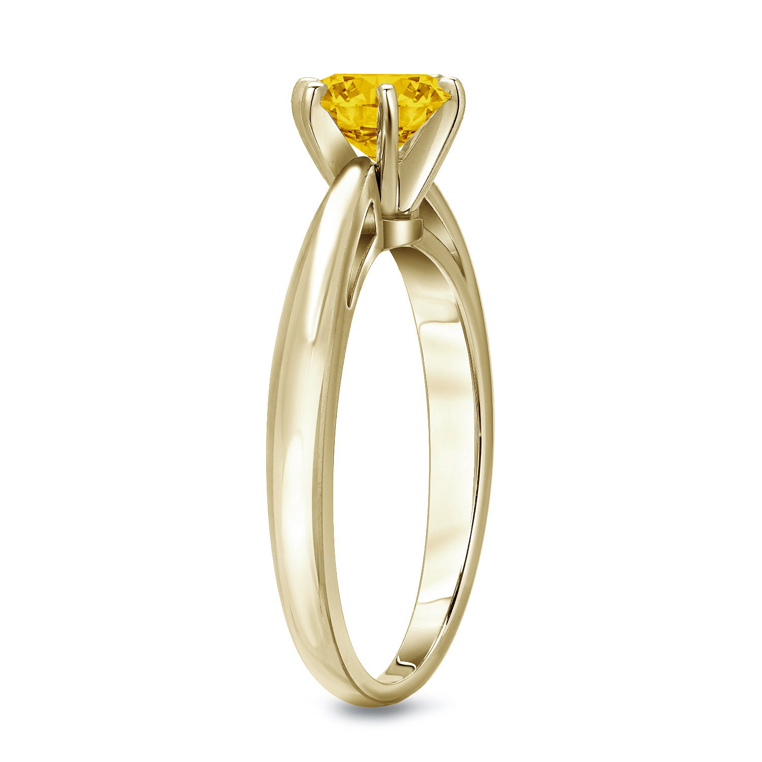 Certified 18k Yellow Gold 6-Prong Yellow Diamond Solitaire Ring 0.75 ct ...