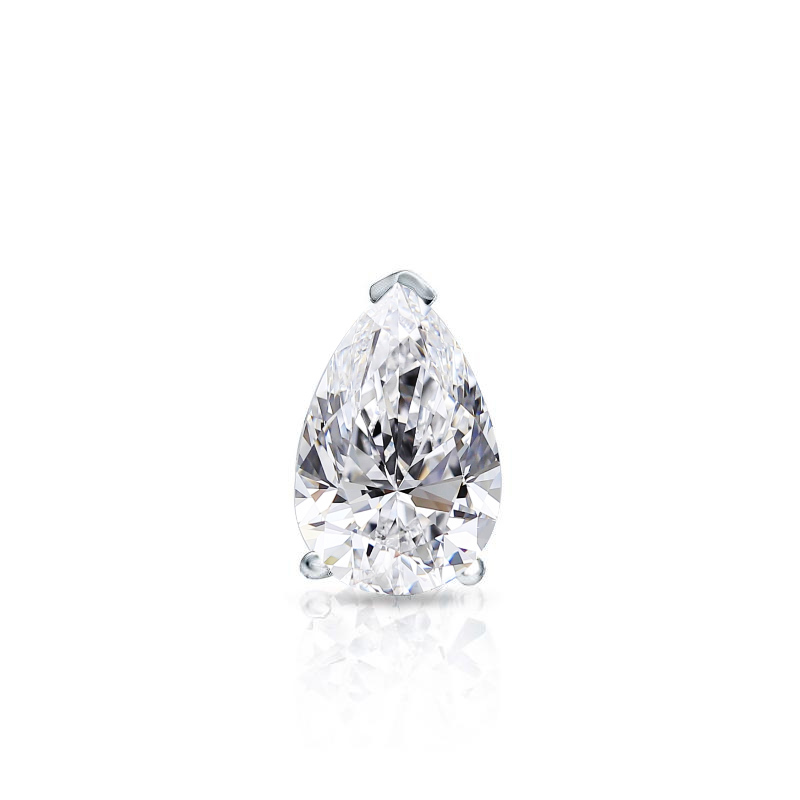 Certified 14k White Gold V-End Prong Pear Shape Diamond Single Stud ...